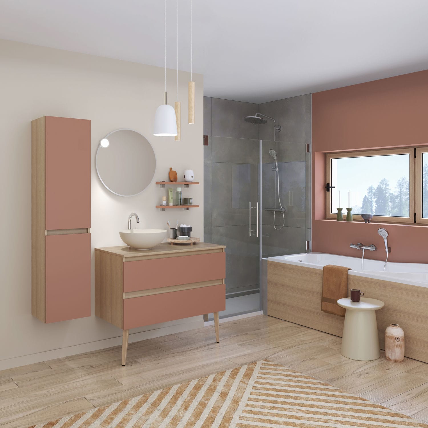 Contemporary bathroom - INTUITIVE Terracotta mat - Delpha - oak / sand ...
