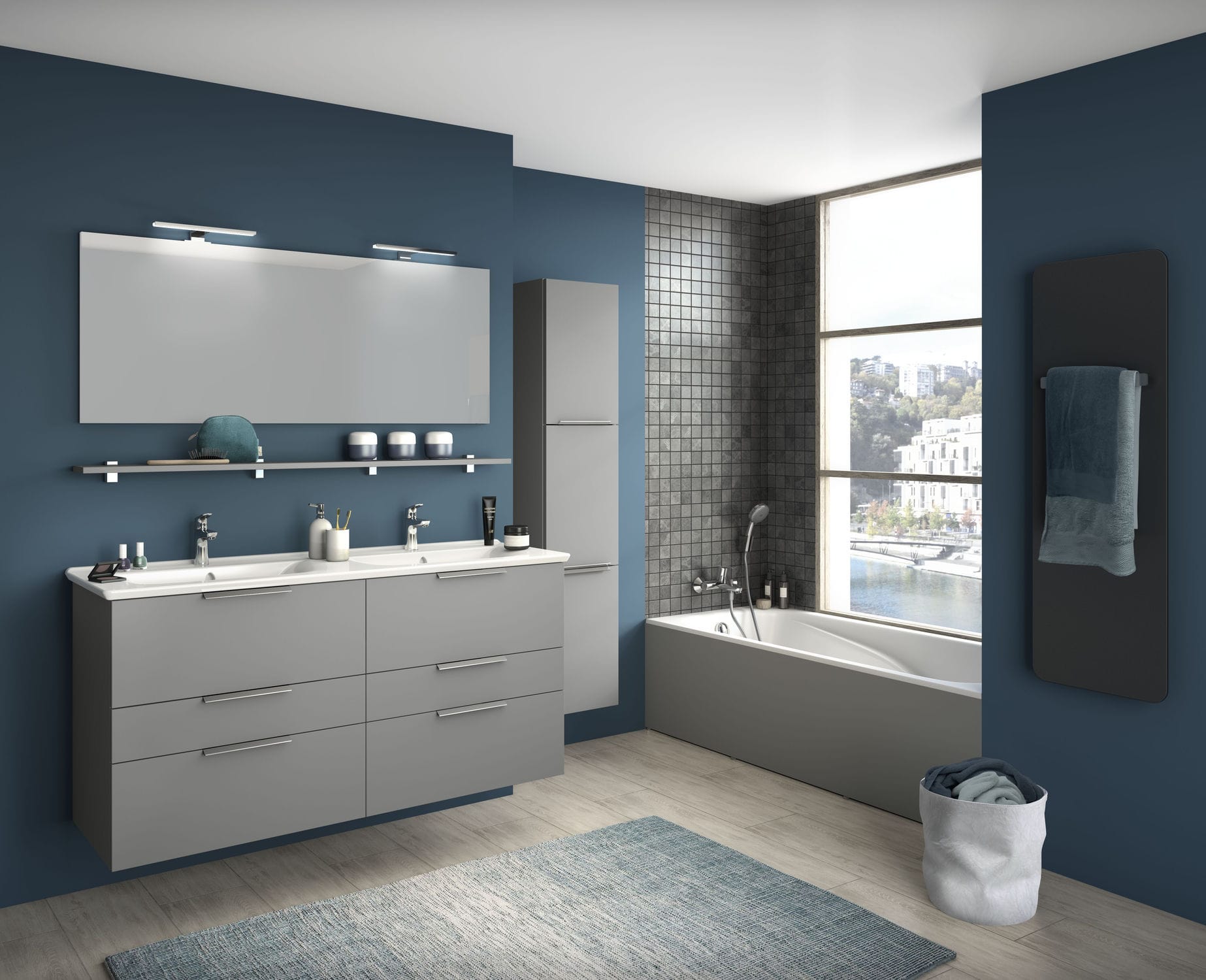 Contemporary bathroom - GRAPHIC Mélodie galet mat - Delpha - wooden ...