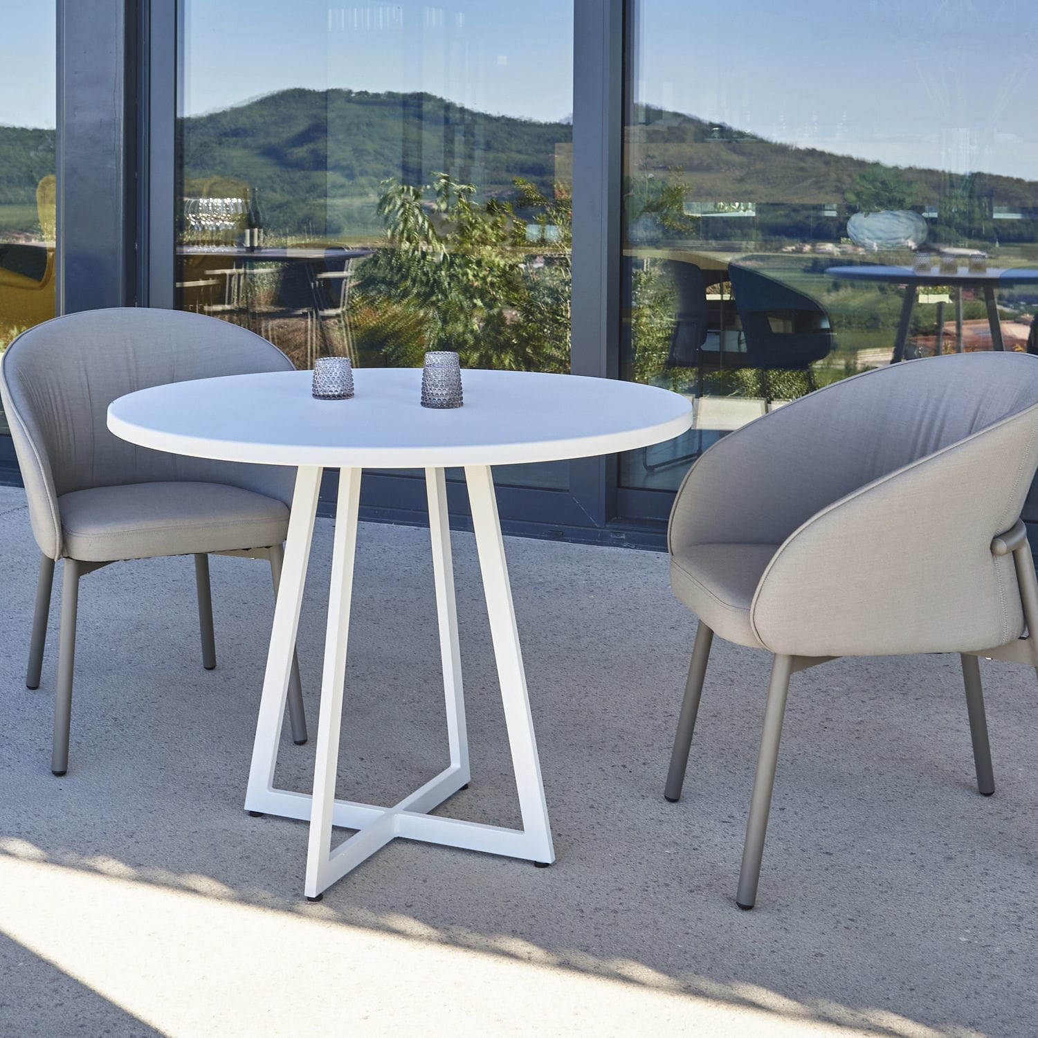 Contemporary table - CROSS - DRIGANI SRL - metal / HPL / melamine