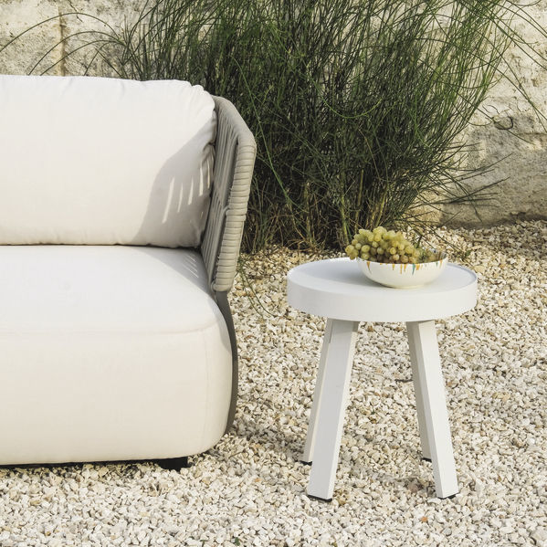 Contemporary side table - KEY - DRIGANI SRL - HPL / HPL base / round