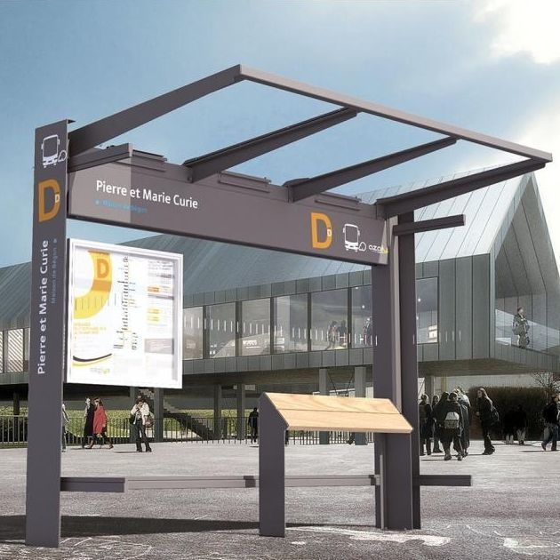 Glass bus shelter - KUBE. - PROCITY - steel / aluminium / with bench