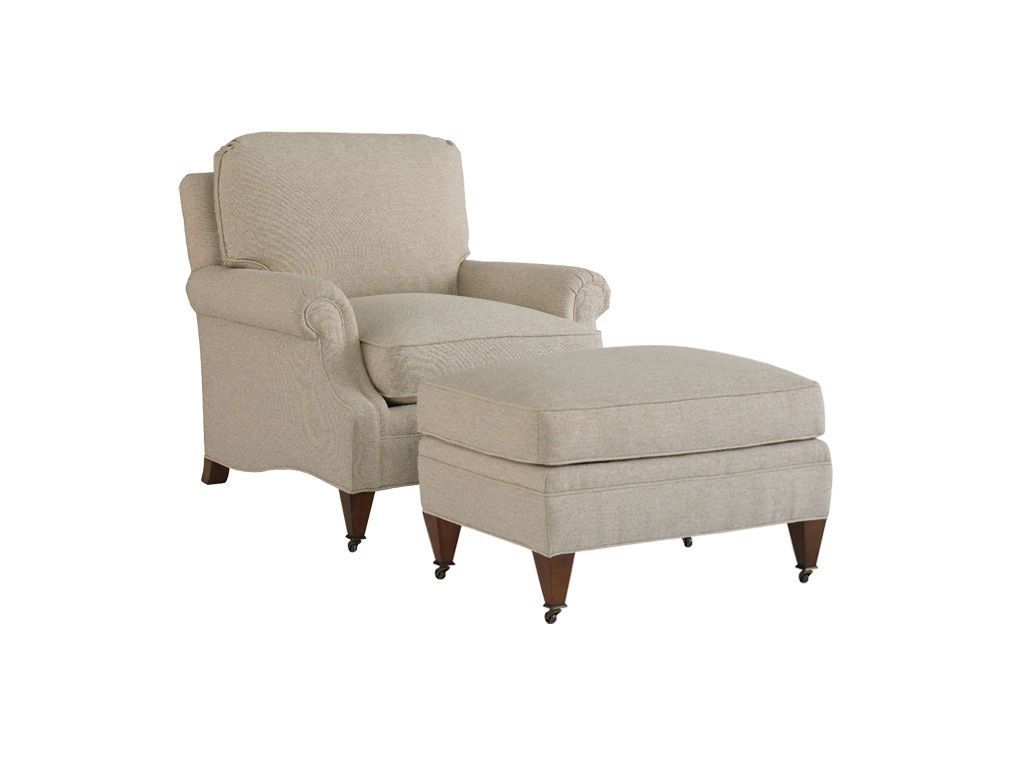 Traditional armchair - WORKROOM - Lee Jofa - fabric / with footrest
