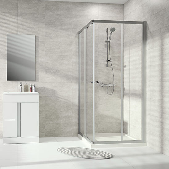 Sliding shower screen - ALPHA 2 - Hüppe - corner