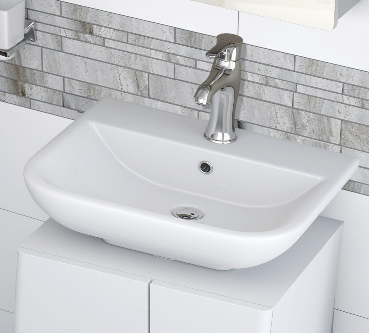 Wall-mounted washbasin - SVWH50BA1 - Lecico - ceramic / rectangular ...