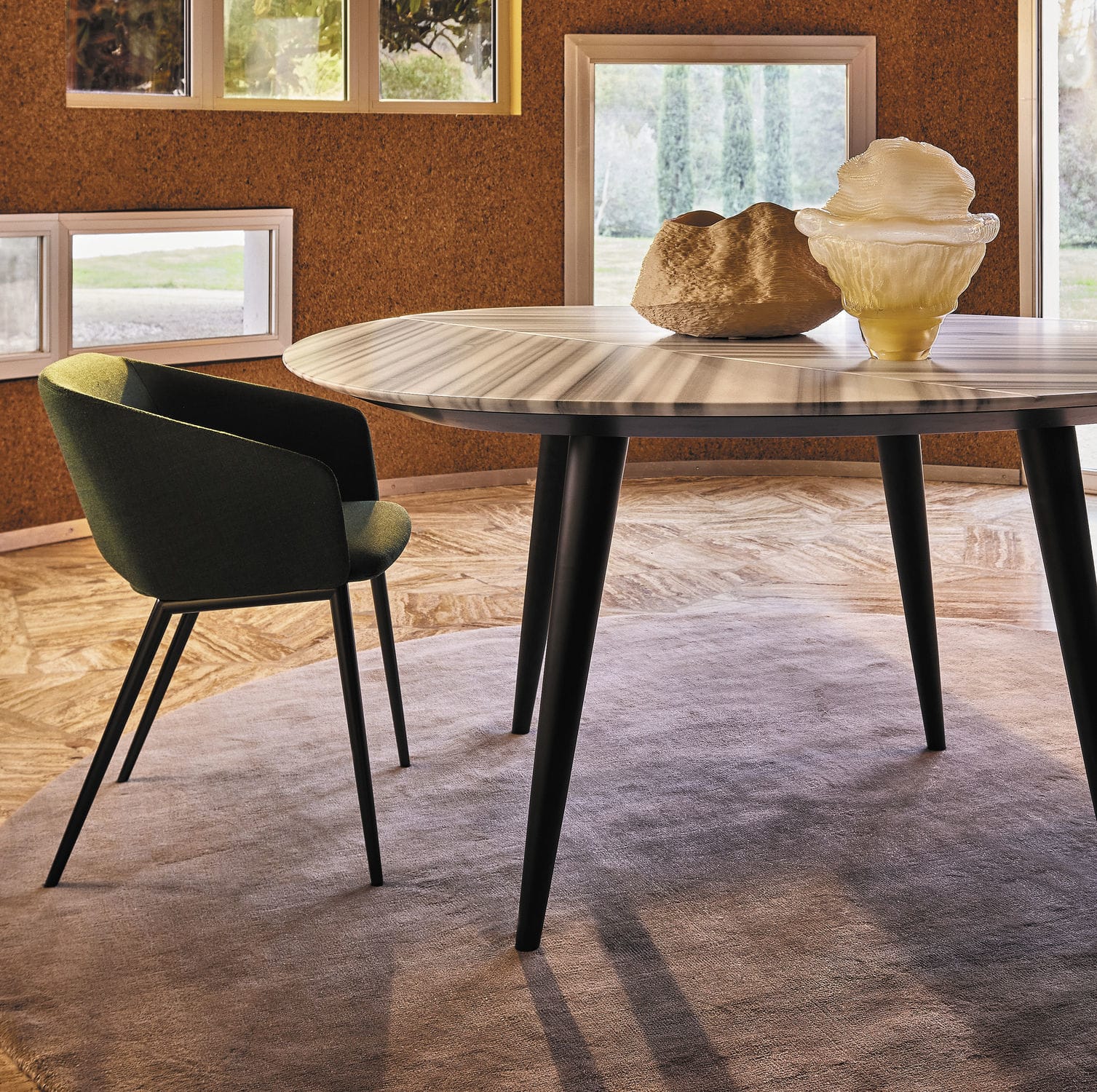 Contemporary chair - TUSA - Zanotta - indoor / fabric / leather