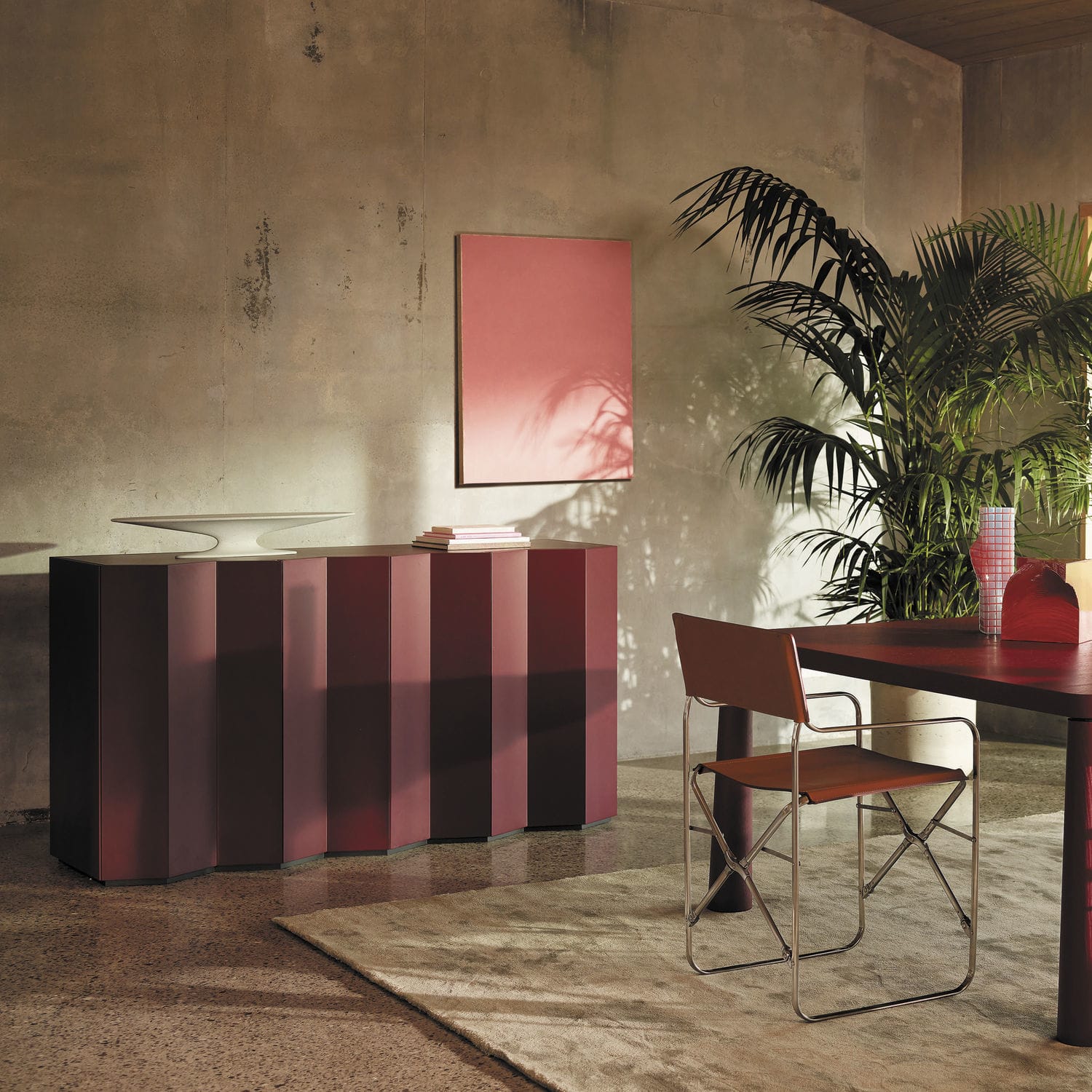 Contemporary sideboard - Z24 - Zanotta - lacquered MDF / tempered glass / with built-in lighting