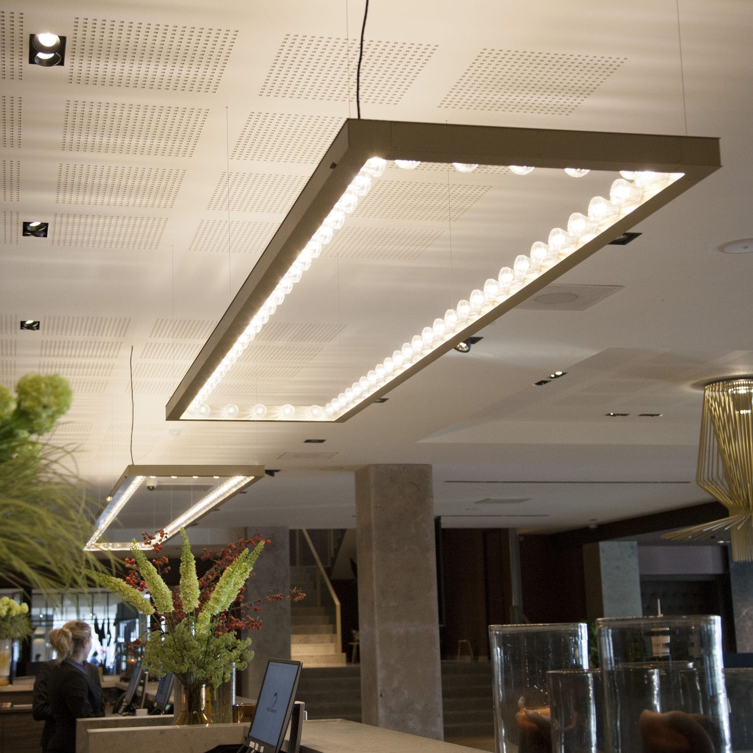 Hanging light fixture - FRAMED - JSPR - LED / square / rectangular