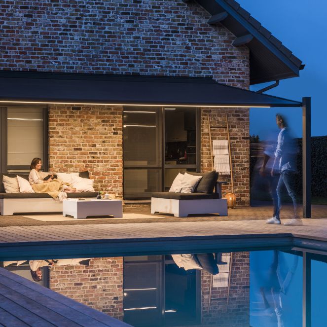 Patio canopy - LAPURE - RENSON - aluminum / fabric / polycarbonate