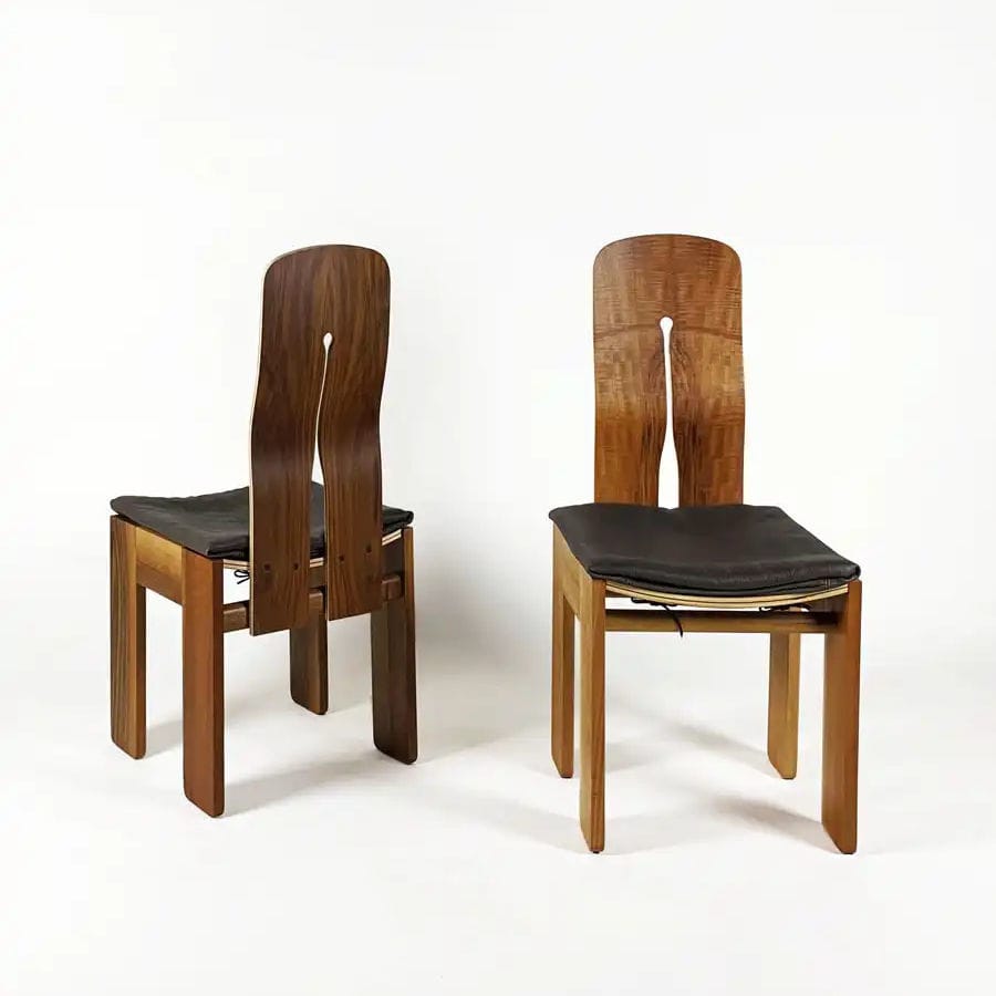 Contemporary chair - 1934 - Bernini Gallery - leather / oak / oak base
