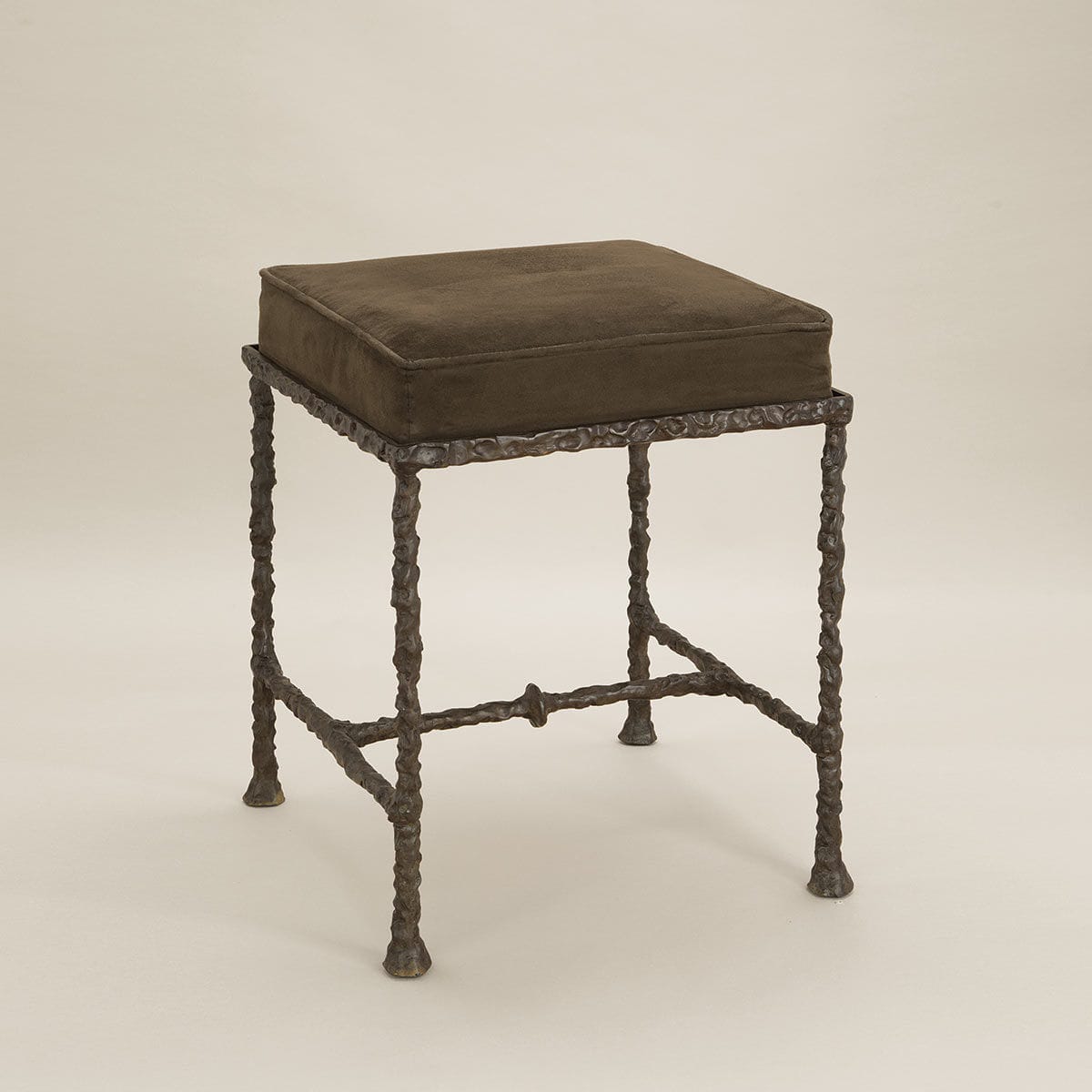 Contemporary stool - ROMA - Objet Insolite - fabric / bronze base / low ...