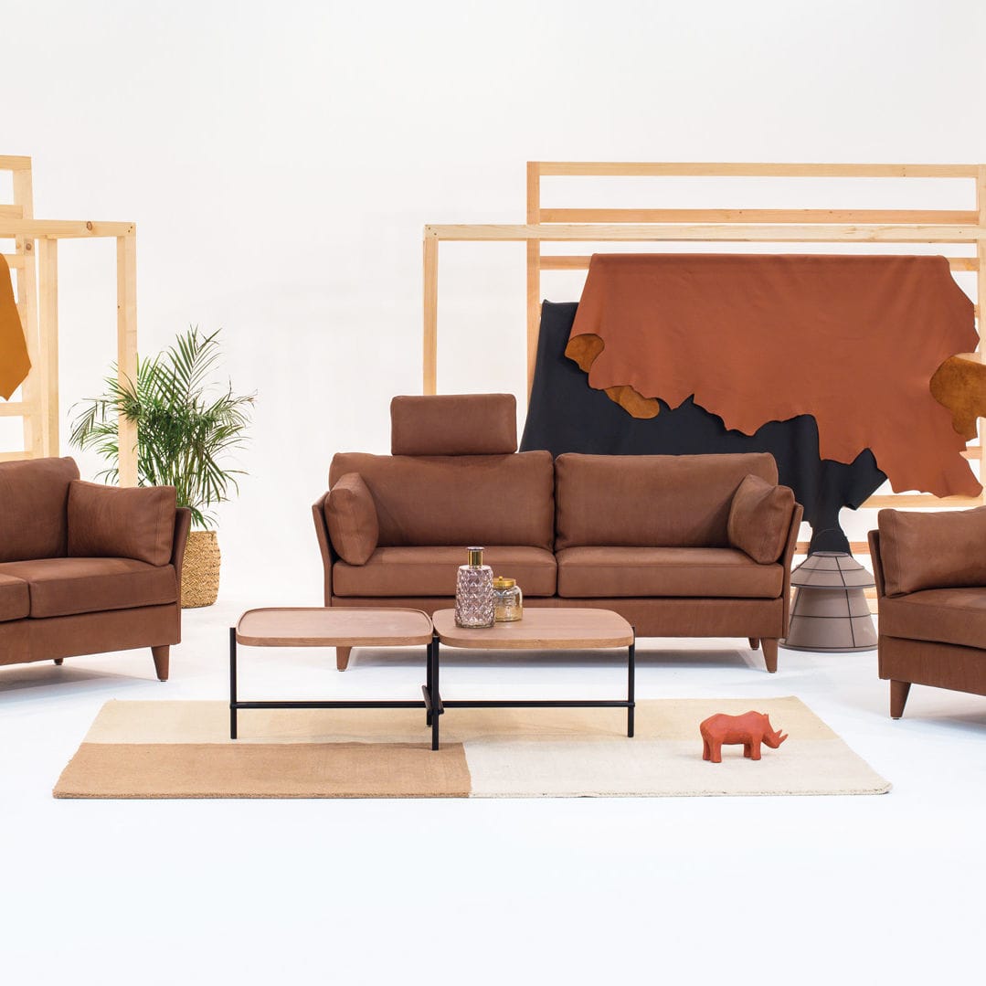 Traditional sofa - RIVOLI - Neology - fabric / leather / with headrest