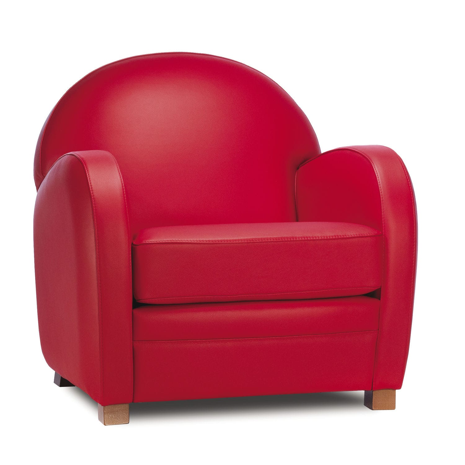 Traditional club chair - CARDIFF - Neology - leather / fabric / red