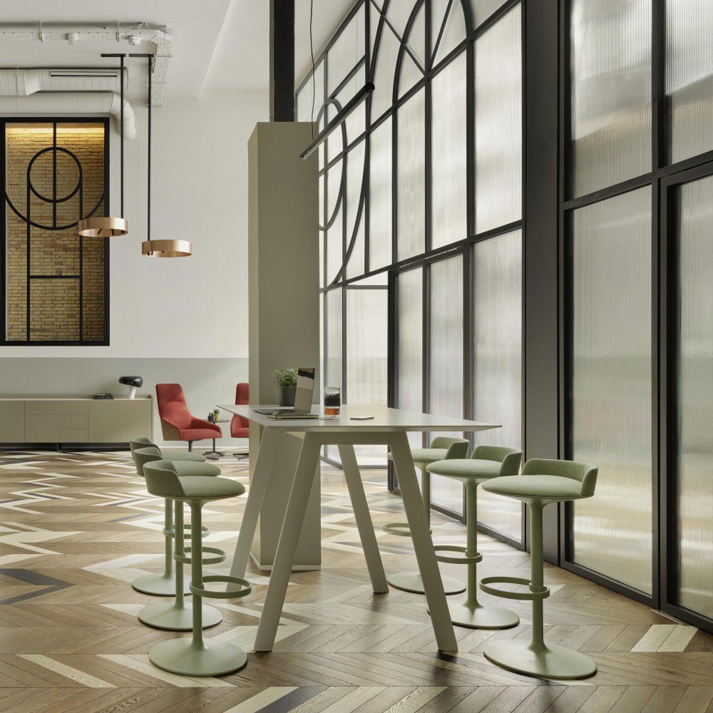 Contemporary stool - HULA - Andreu World - fabric / aluminum / aluminum ...