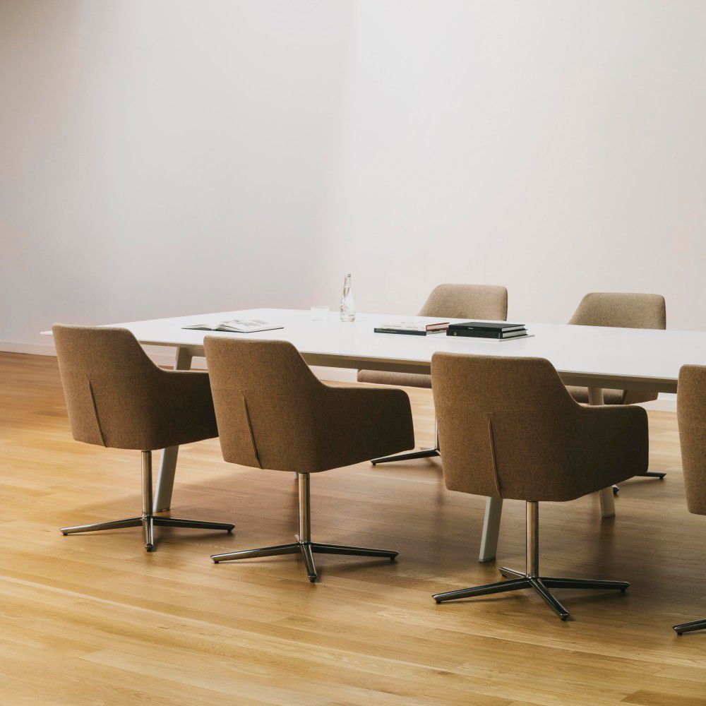 Contemporary work table - RADIAL - Andreu World - oak / oak base ...