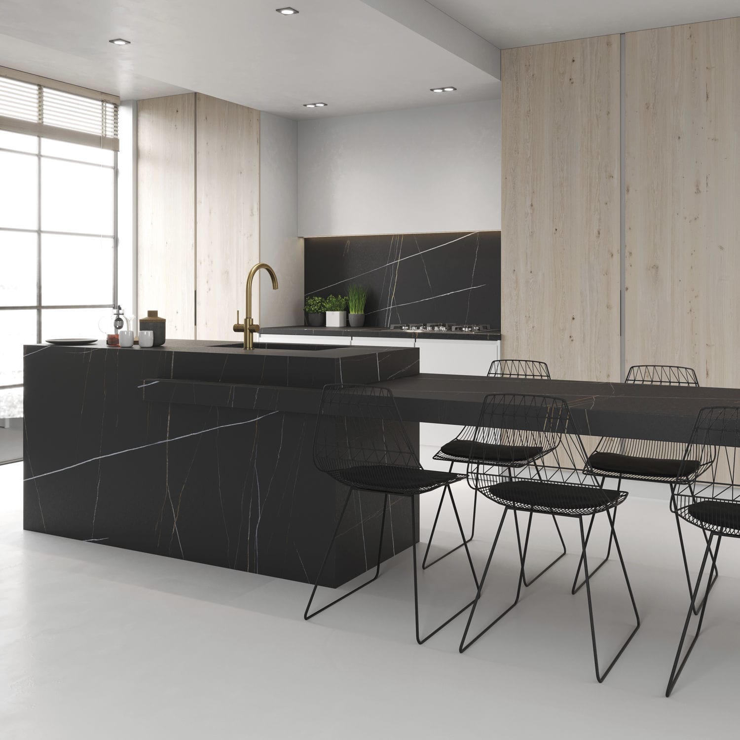 Porcelain stoneware countertop - AZALAI ITOP NEGRO NATURAL - INALCO ...