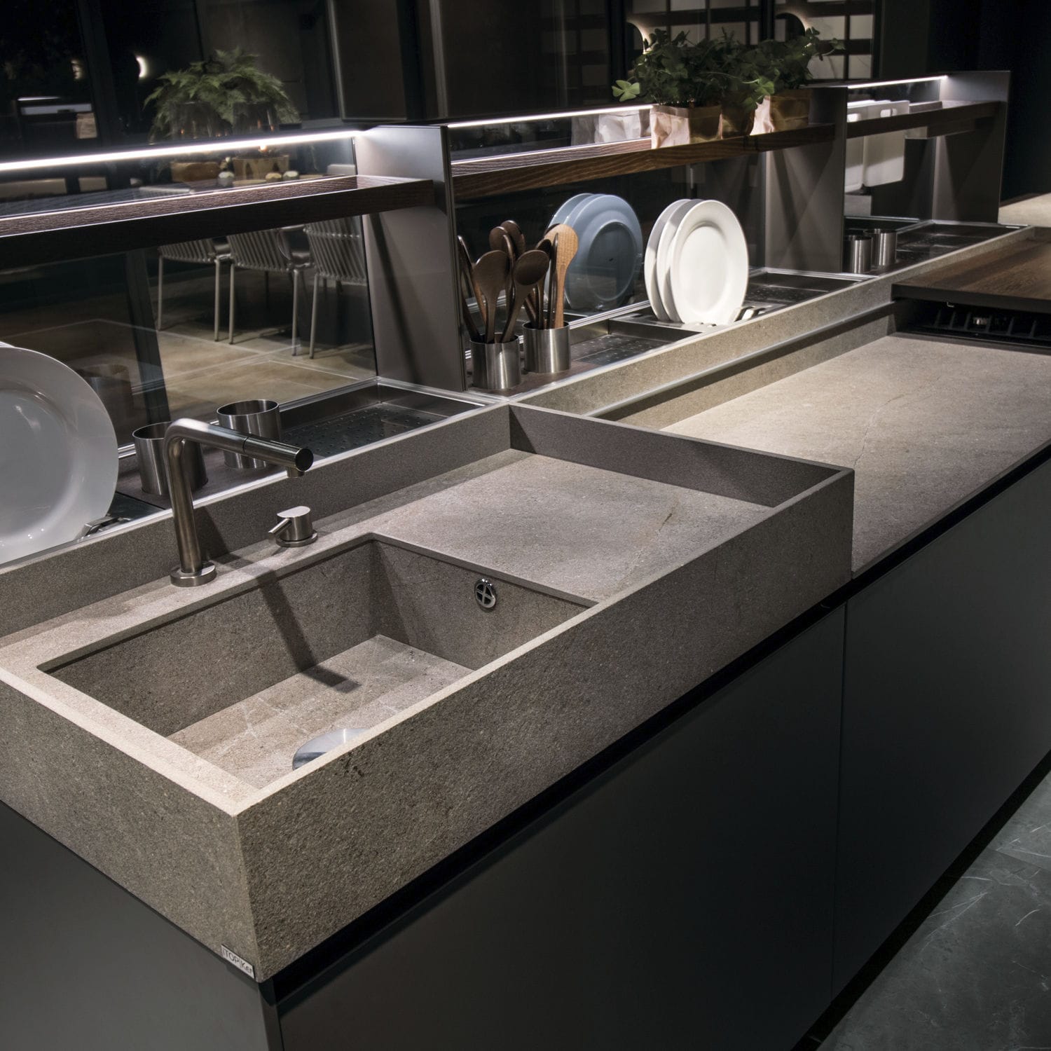 Porcelain stoneware countertop - JASPER ITOP MOKA BUSH-HAMMERED ...