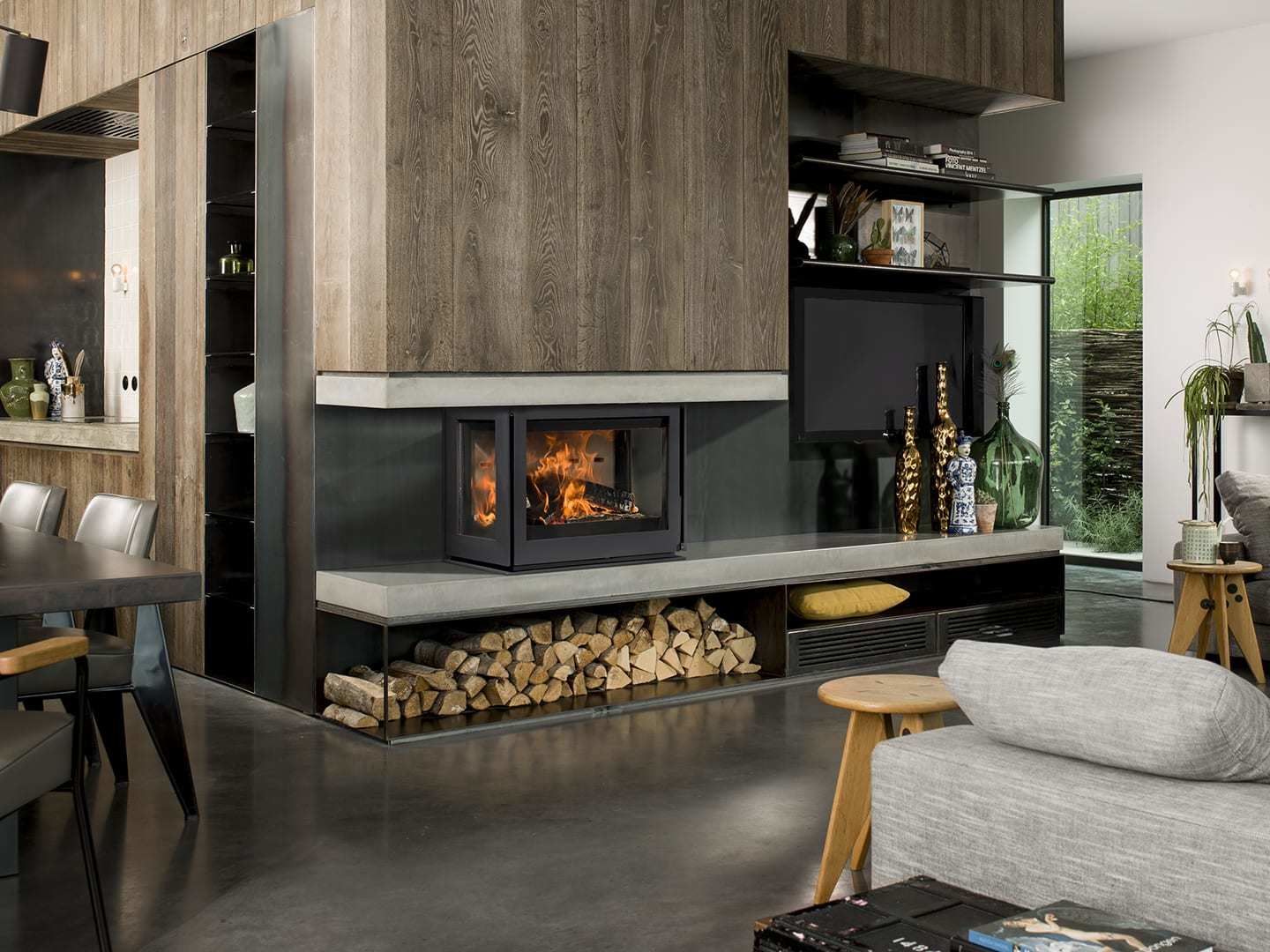 3-sided fireplace insert - UNILUX-6 270 - Barbas - wood-burning / steel ...