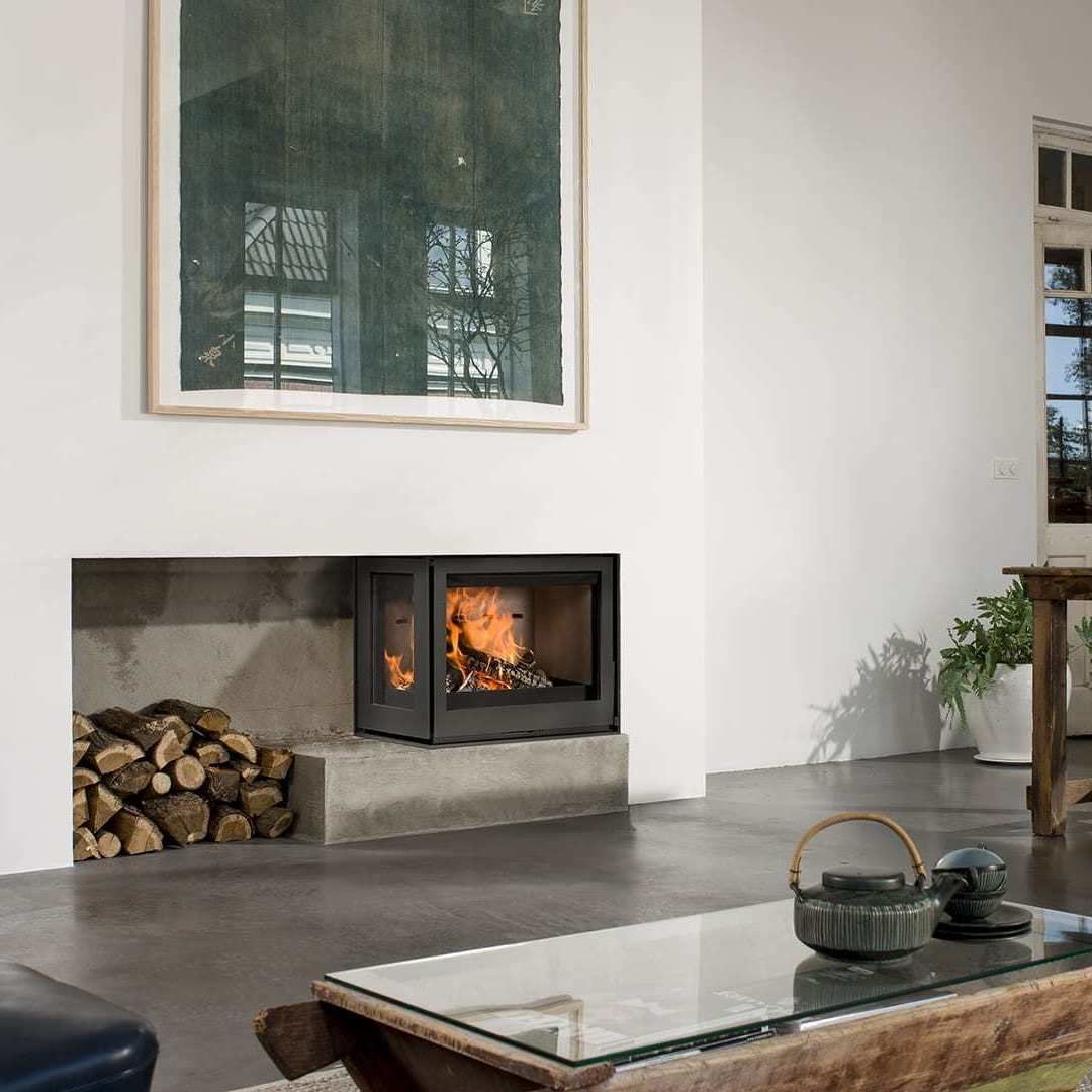 Corner fireplace insert - UNILUX-6 270 L+R - Barbas - wood-burning ...