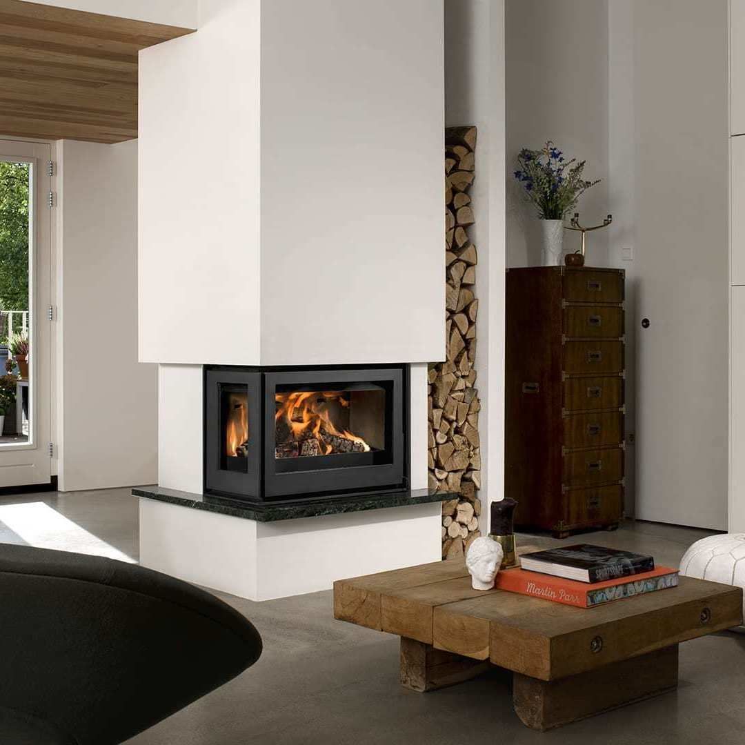 Corner fireplace insert - UNILUX-6 265 L+R - Barbas - wood-burning ...
