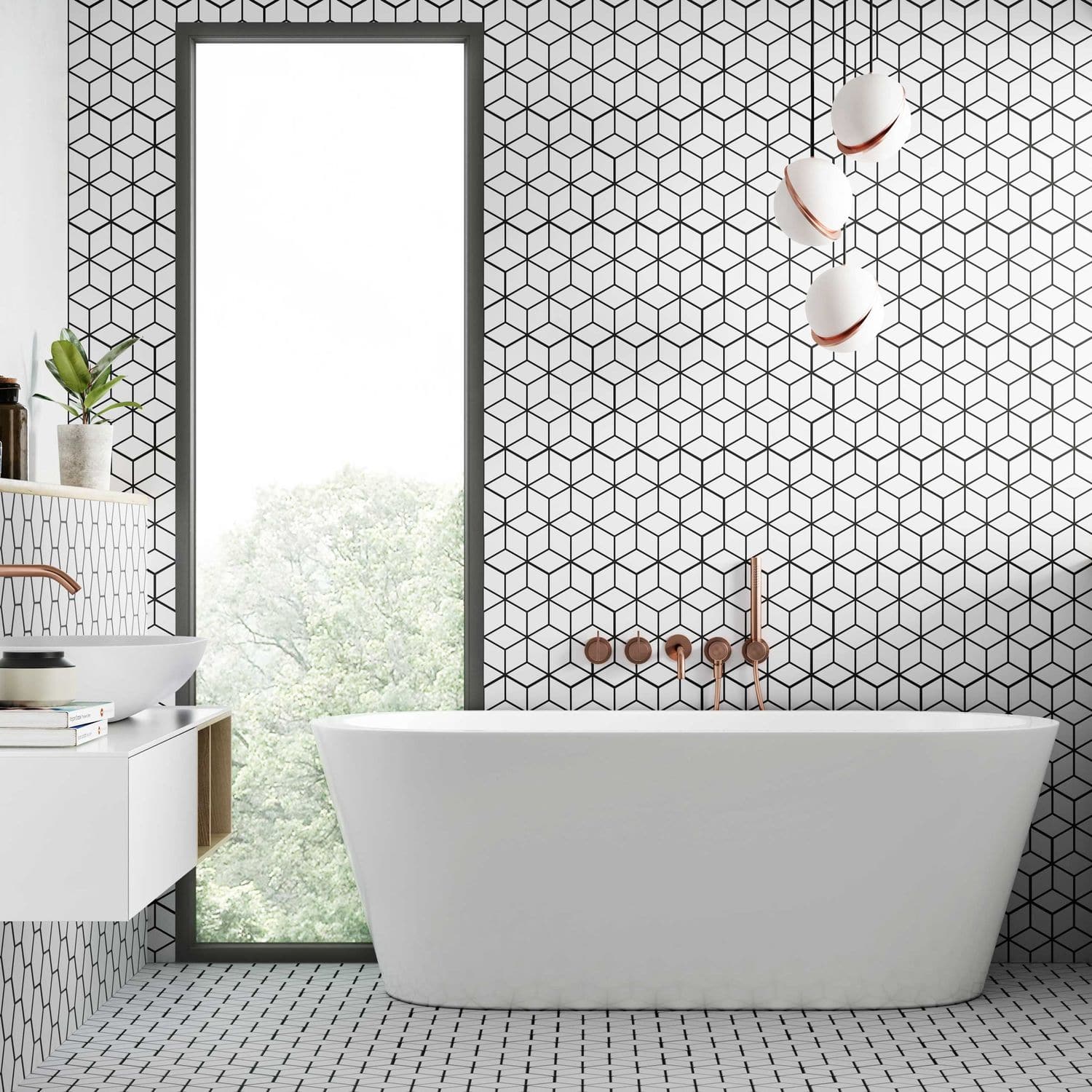 Porcelain stoneware hexagonal tile - RHOMBUS - REALONDA - embossed ...