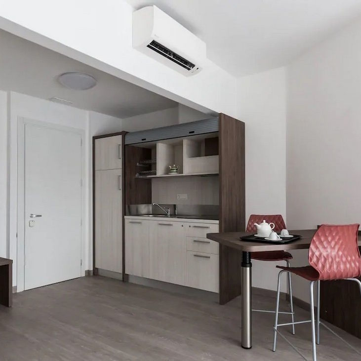 Melamine kitchenette - MOBILSPAZIO S.r.l - with handle / with swing doors