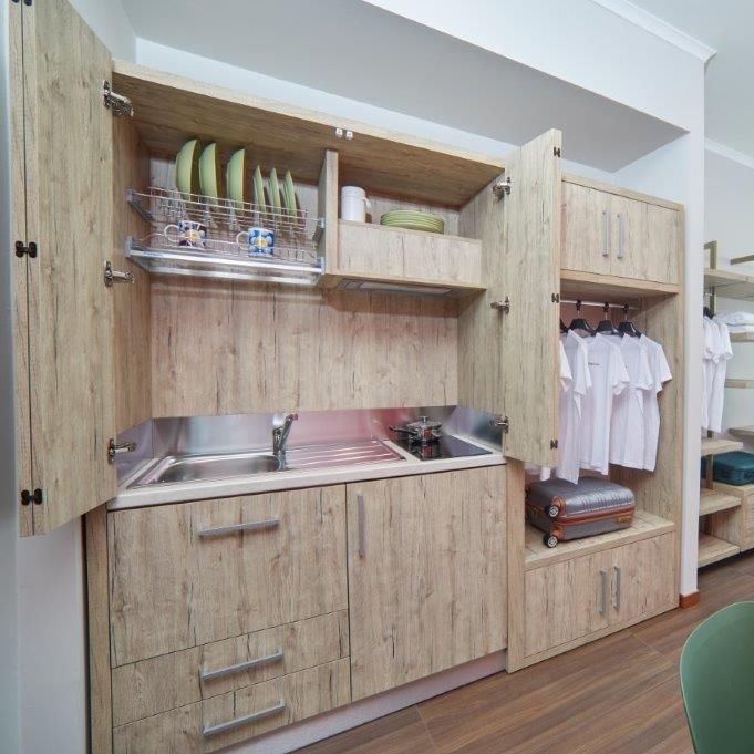 Compact kitchenette - MOBILSPAZIO S.r.l - wooden / with cooktop / with ...
