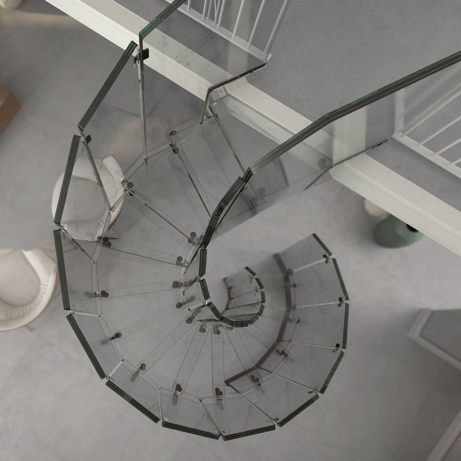 Helical staircase - FLY MINI - Siller Stairs - glass step / glass frame ...