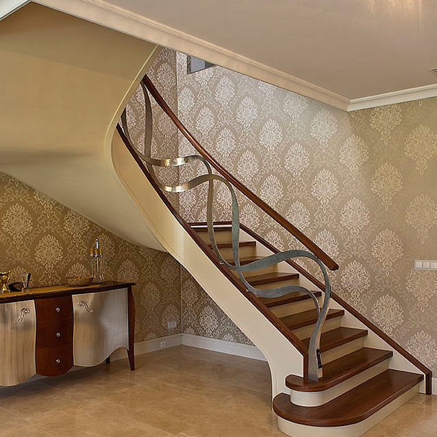 Half-turn staircase - DUBAI - Siller Stairs - wooden step / wooden ...