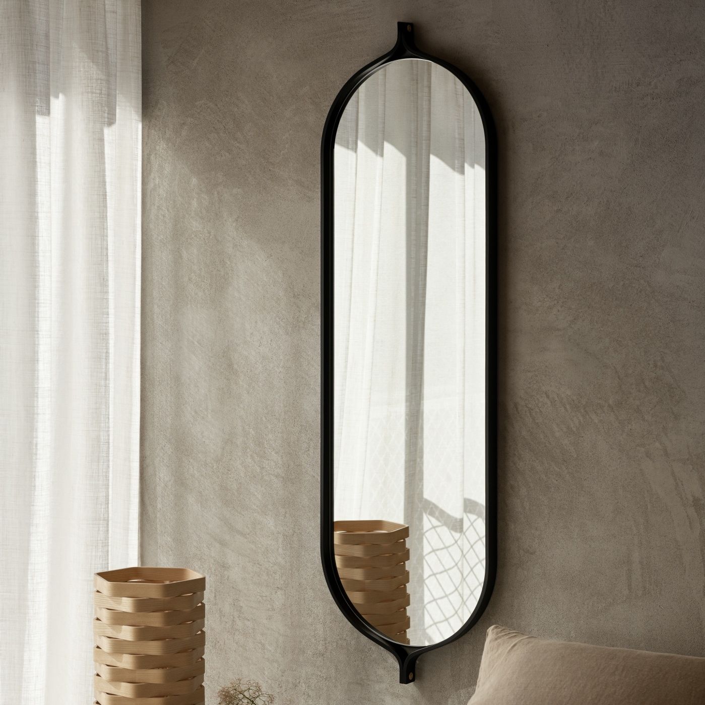 Wall-mounted mirror - COMMA - Swedese Möbler - contemporary / round / oval