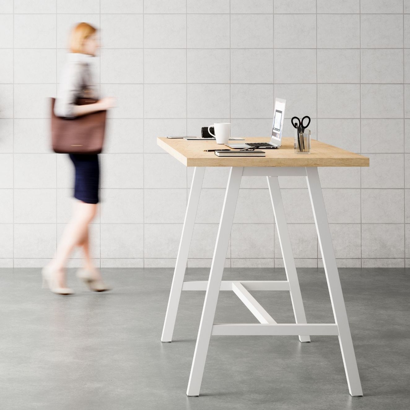 Contemporary high bar table - HIGH COHESION - Buronomic - oak / wooden ...