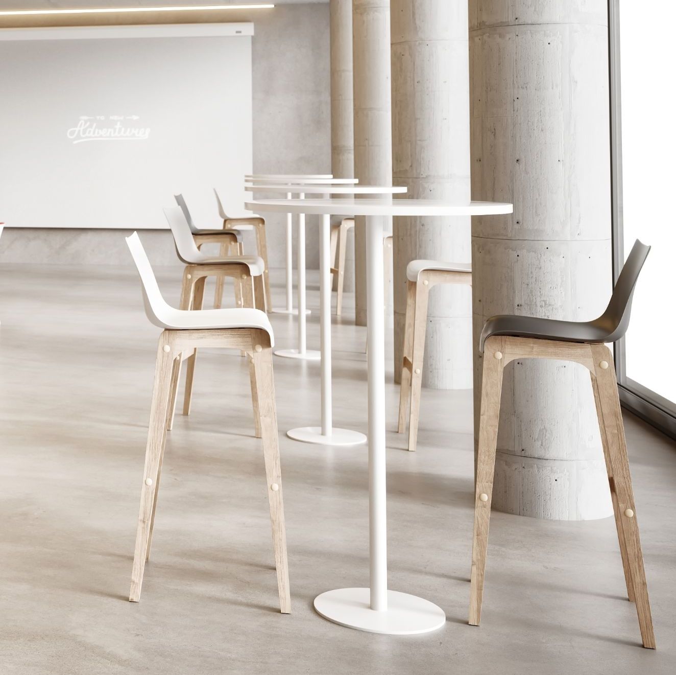 Contemporary bar stool - DÉTENTE - Buronomic - plastic / oak base / 4 ...