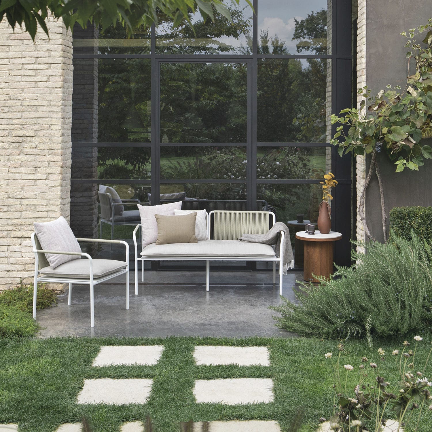 Contemporary sofa - Air - Atmosphera - outdoor / fabric / gray