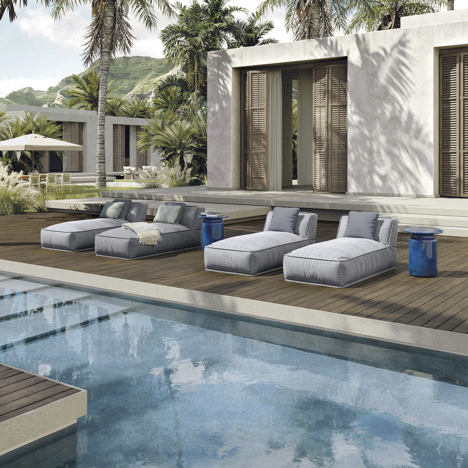 Contemporary sun lounger - SOFT - Atmosphera - fabric / polystyrene ...