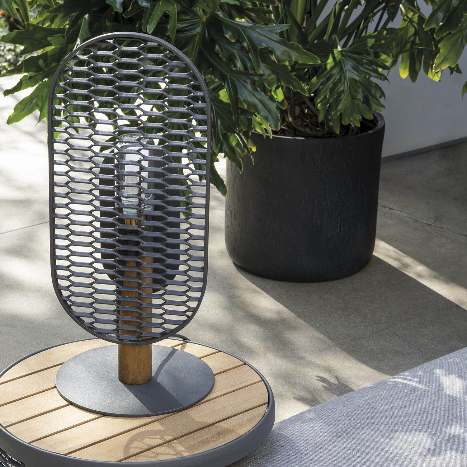 Table lamp - TALK - Atmosphera - aluminum / teak / contemporary