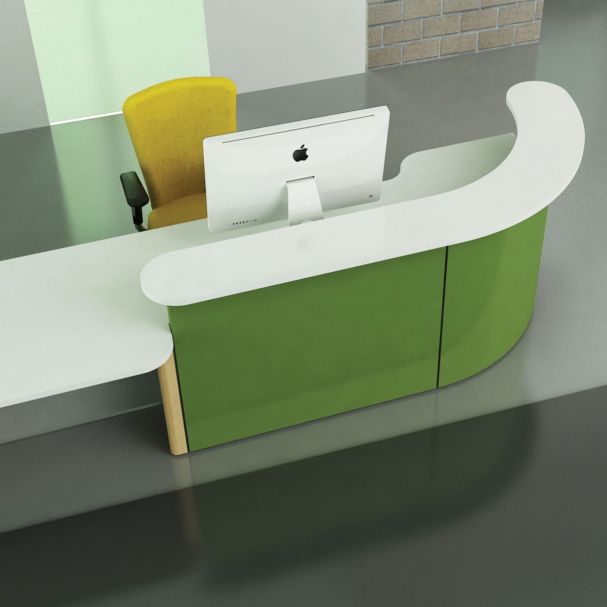 Corner reception desk - APEX - Spaceoasis - modular / laminate / steel