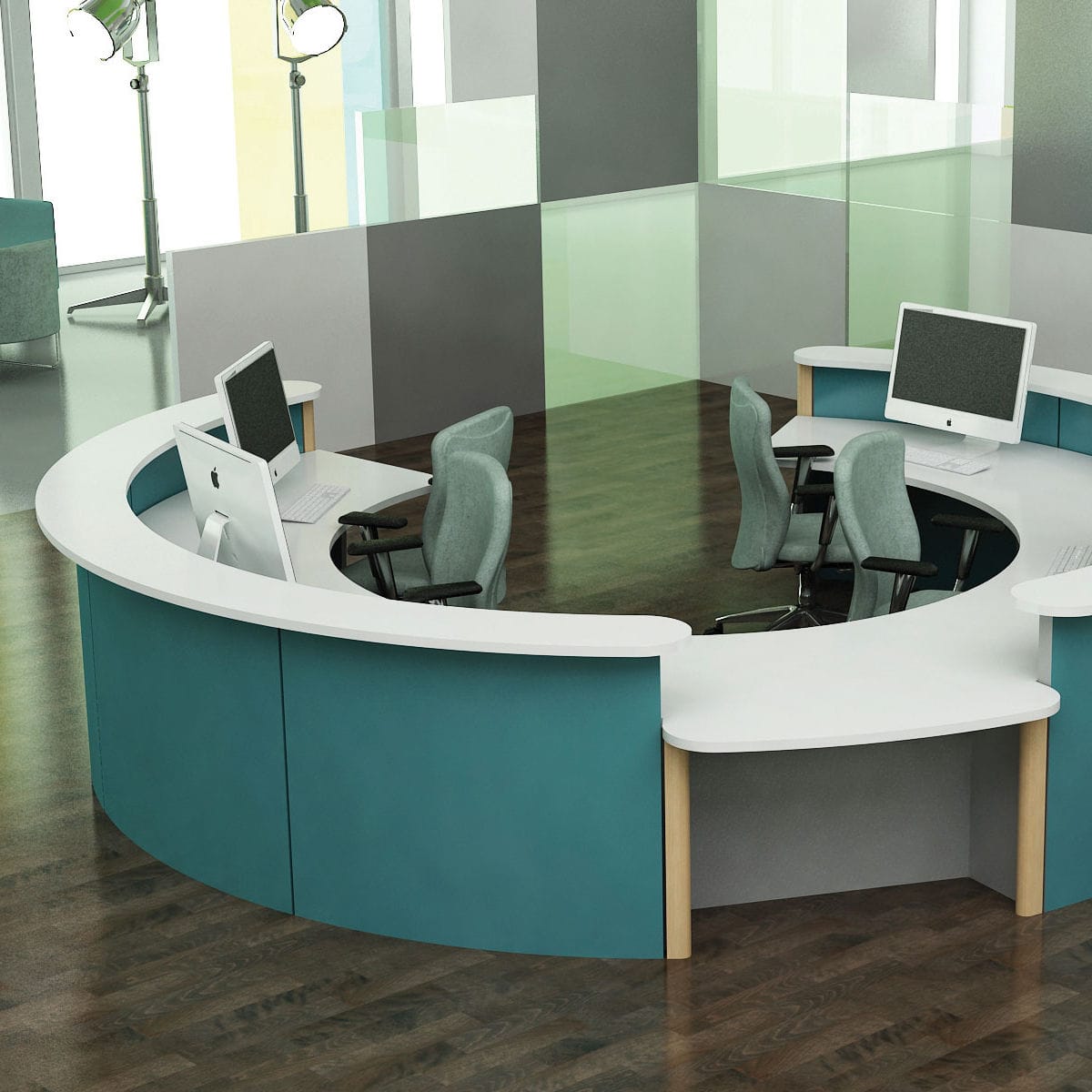 Semicircular reception desk - JULIUS - Spaceoasis - modular / laminate