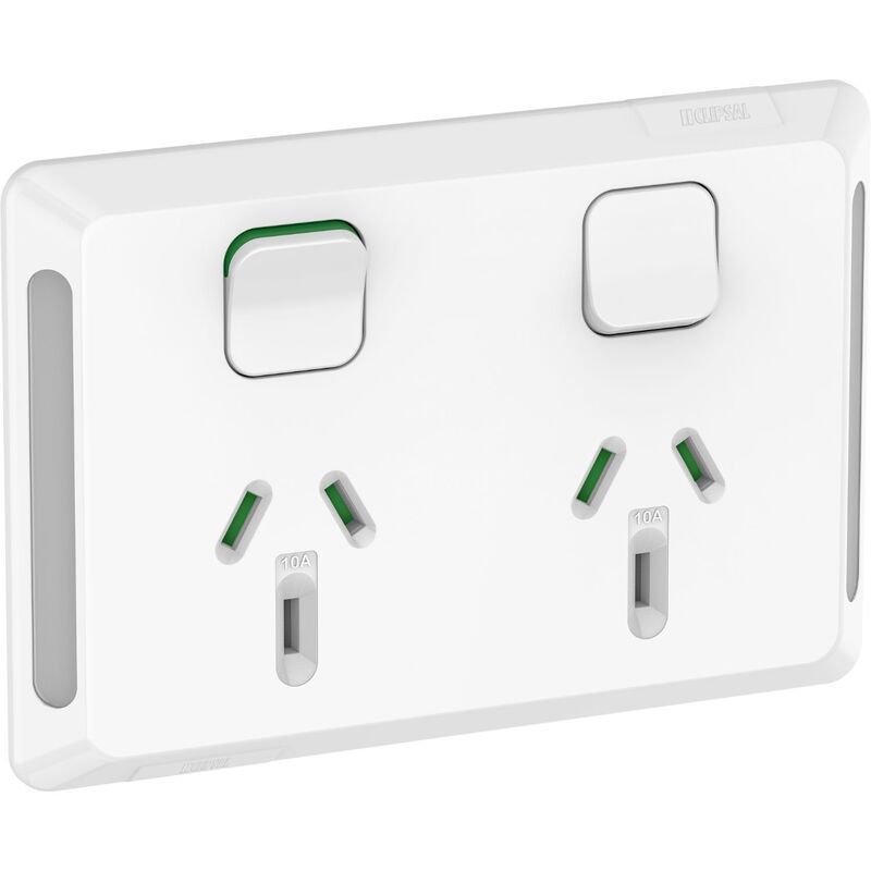 Socket with switch - PRO TWIN - Clipsal - power / double / recessed