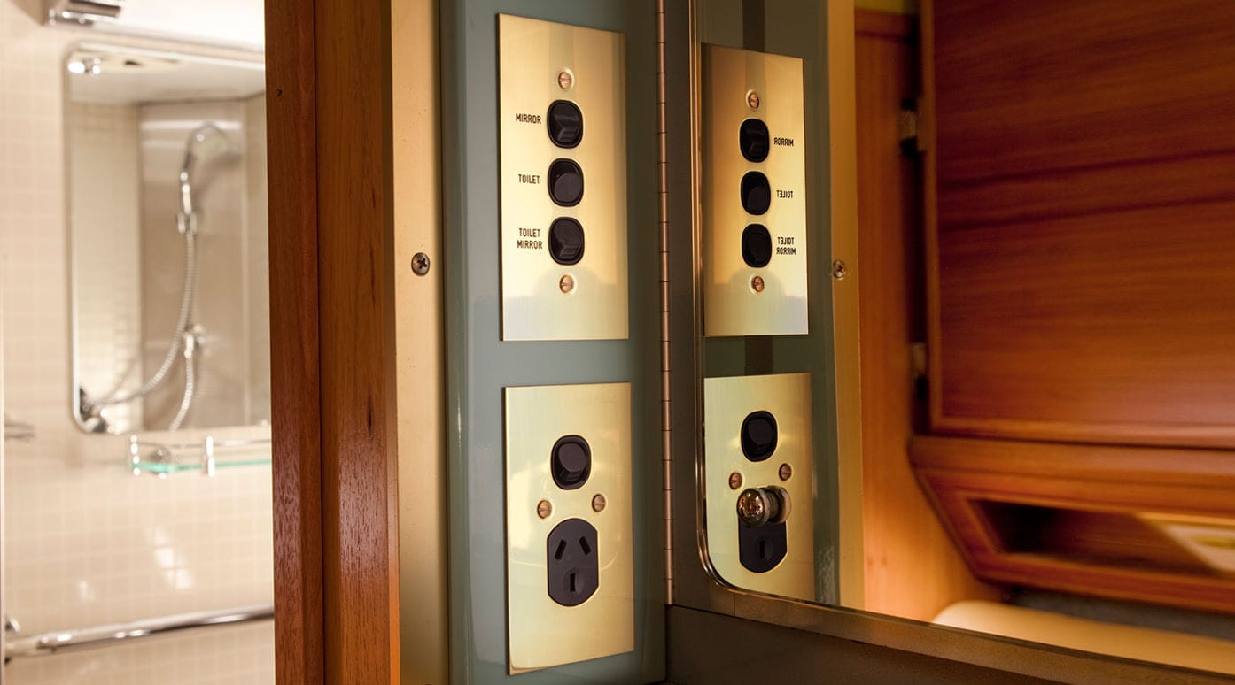 Power socket - Clipsal - double / wall-mounted / stainless steel