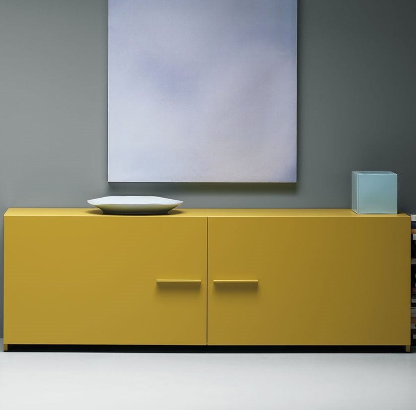 Contemporary sideboard - EASY - md house - lacquered wood / yellow