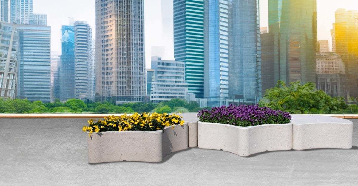 Contemporary bench - Sistema Ginko - Calzolari - concrete / modular ...