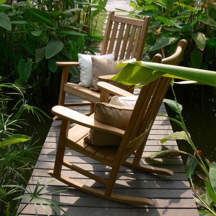 Traditional garden chair - BALTIMORE - La Hutte - teak / rocking