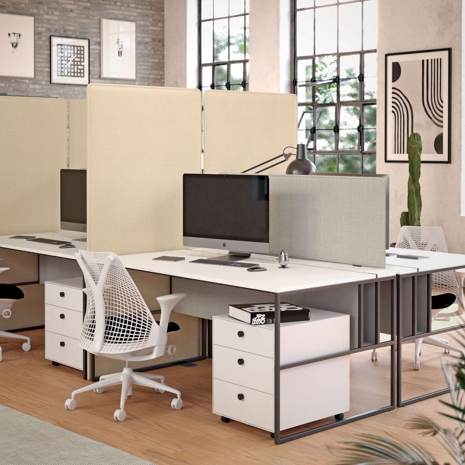 Desk mounted office divider - DESK - eterno ivica - fabric / wooden / metal