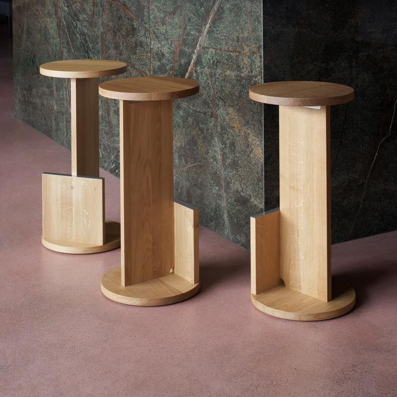 Contemporary bar stool - TANK - e15 - oak / walnut / oiled wood