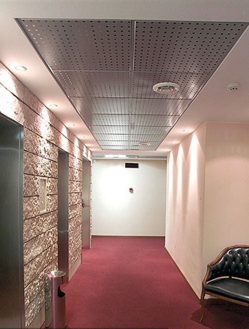 Aluminum suspended ceiling - 15 LINEAR DESIGN - Atena spa - steel / tile