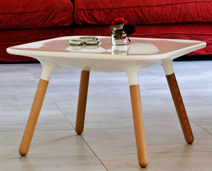 Contemporary coffee table - MARGUERITE - Stamp Edition - wooden ...