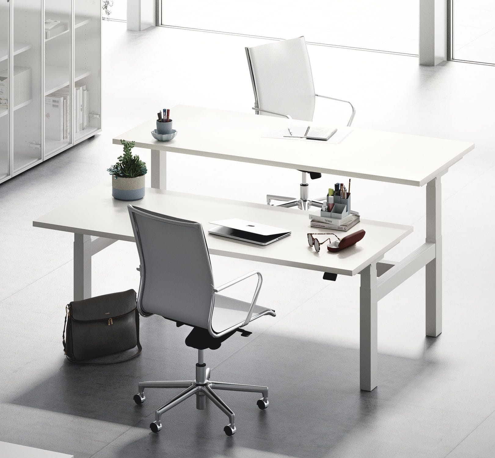 Contemporary work table - FRAMEWORK LIFT-UP - Fantoni - laminate ...