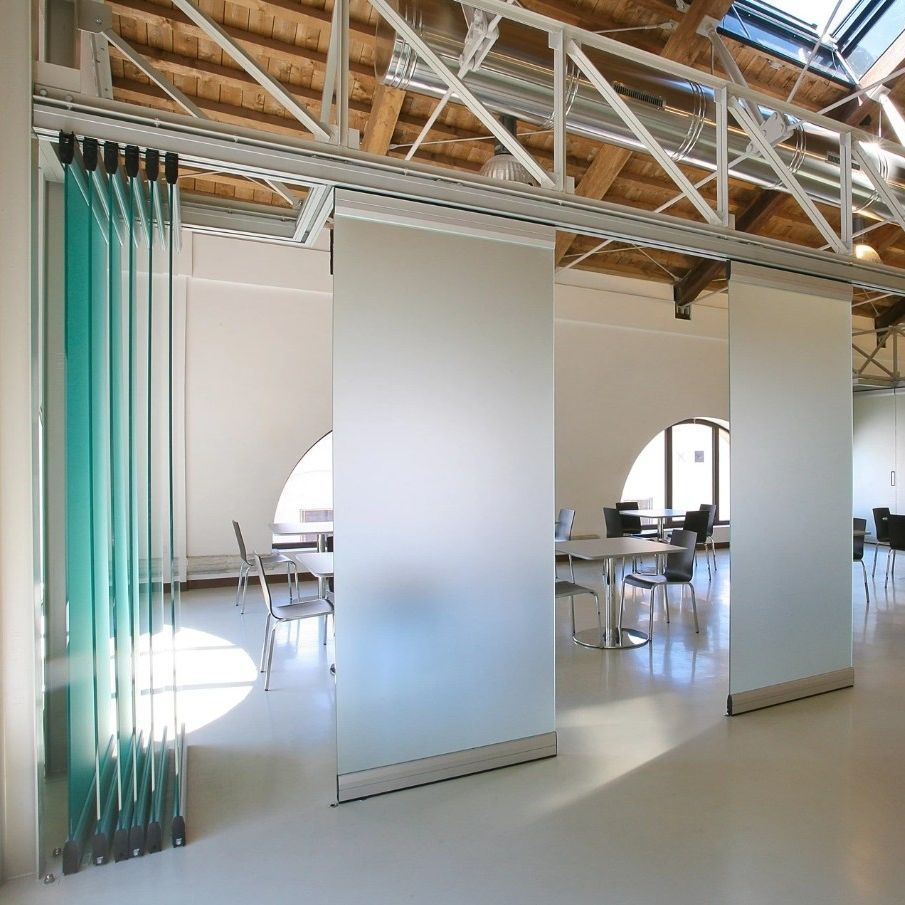 Sliding and stacking partition - PMC - ANAUNIA - mobile / modular / glazed