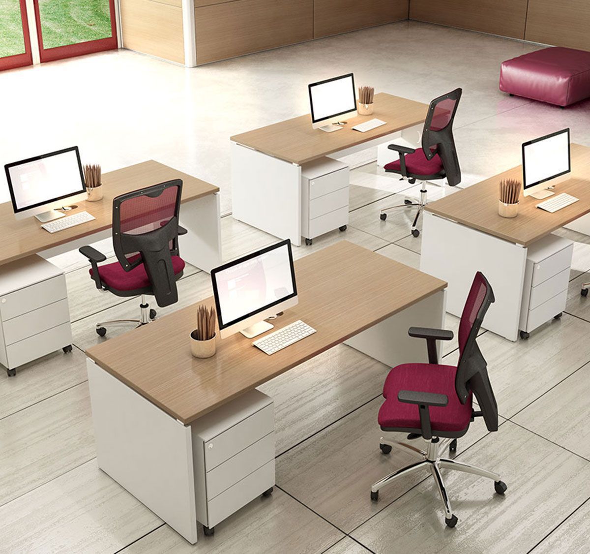 Metal office unit - COMPACT - Arcadia - 3-drawer / on casters / key type