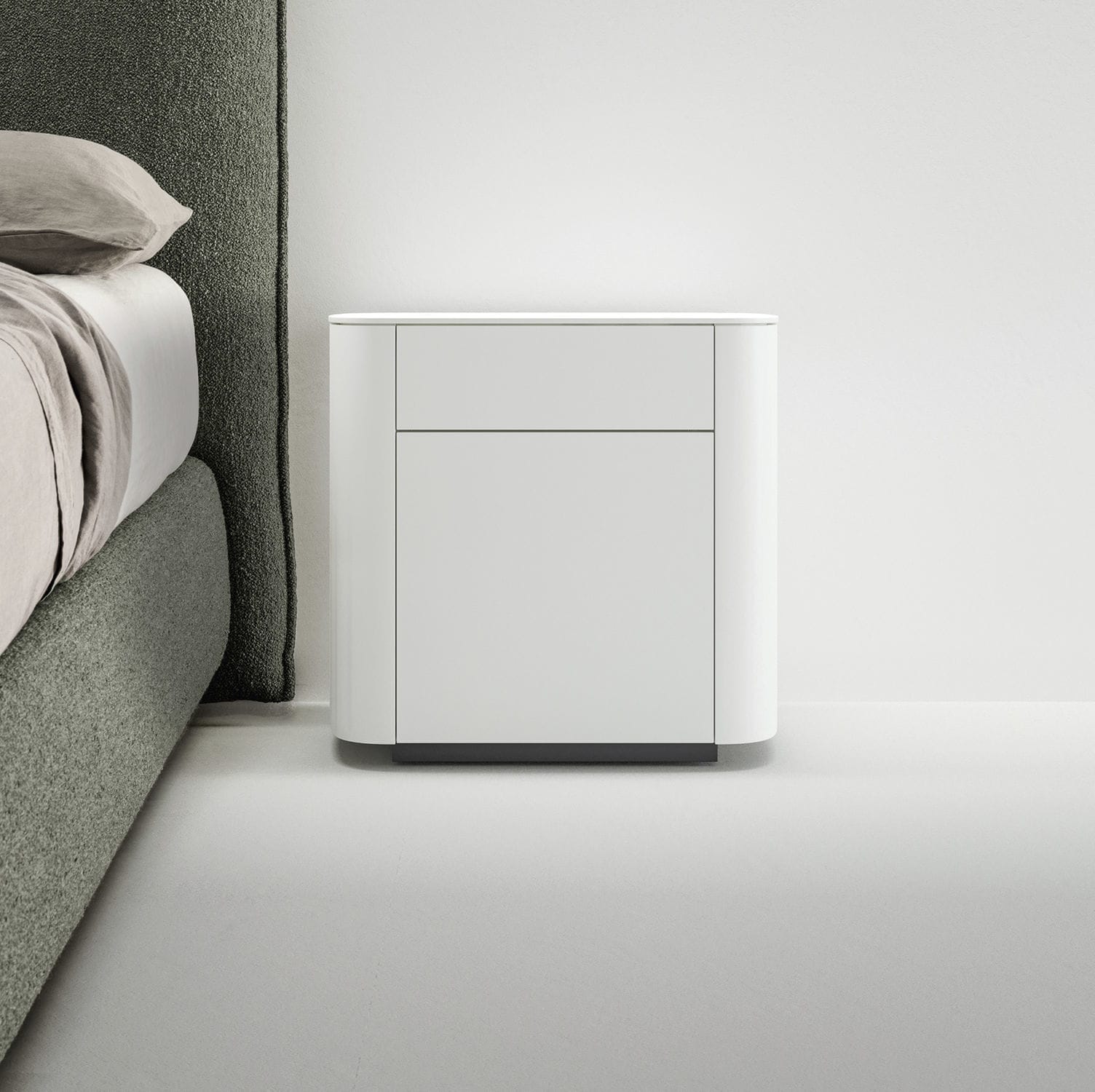 Contemporary bedside table - Side - CACCARO - lacquered wood / marble ...