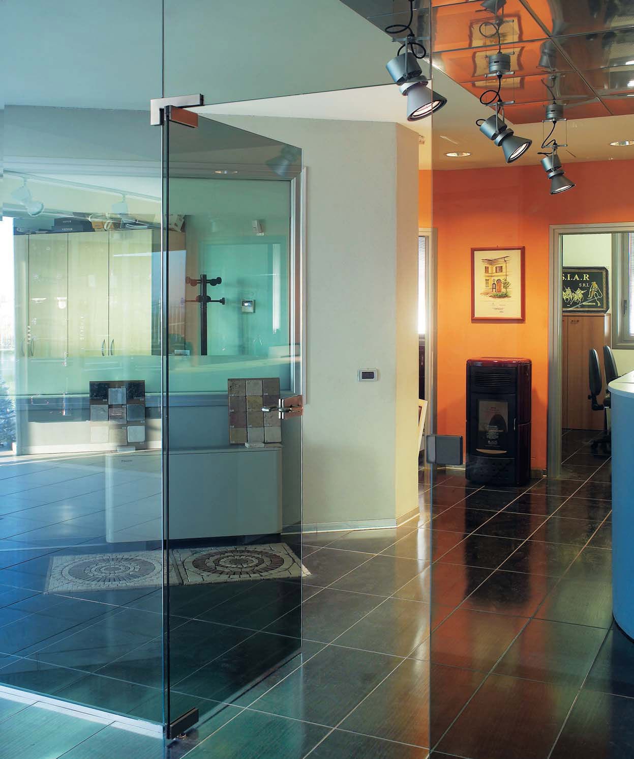 Glass door hinge - GARDA SYSTEM - METALGLAS - stainless steel / corner ...